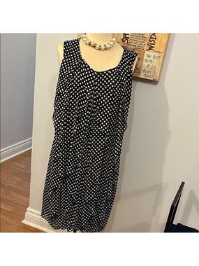 cleo | Dresses | Cleo Black And White Polka Dot Sleeveless Dress With ...